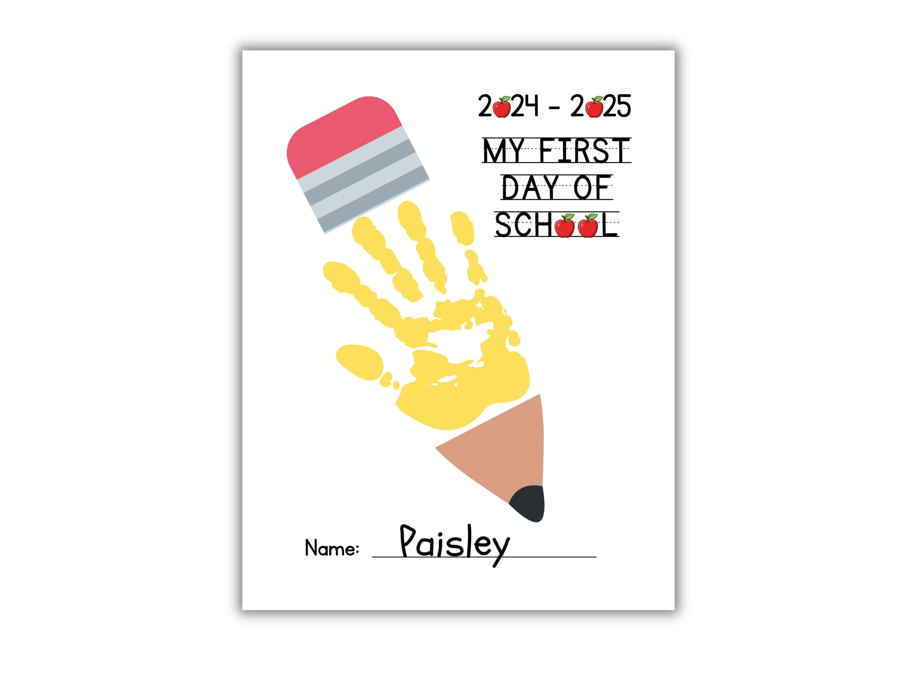 First Day of School Handprint Craft, First Day Sign, Back to School ...