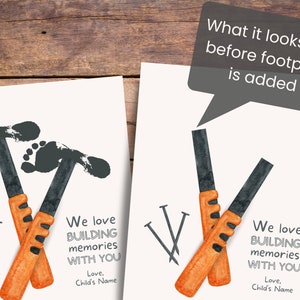 Footprint Art From Kids, Printable Fathers Day Card, Fathers Day ...