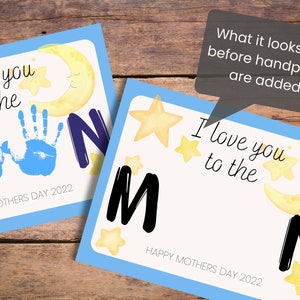 I Love You to the Moon and Back Handprint Craft , Mother's Day Gift ...