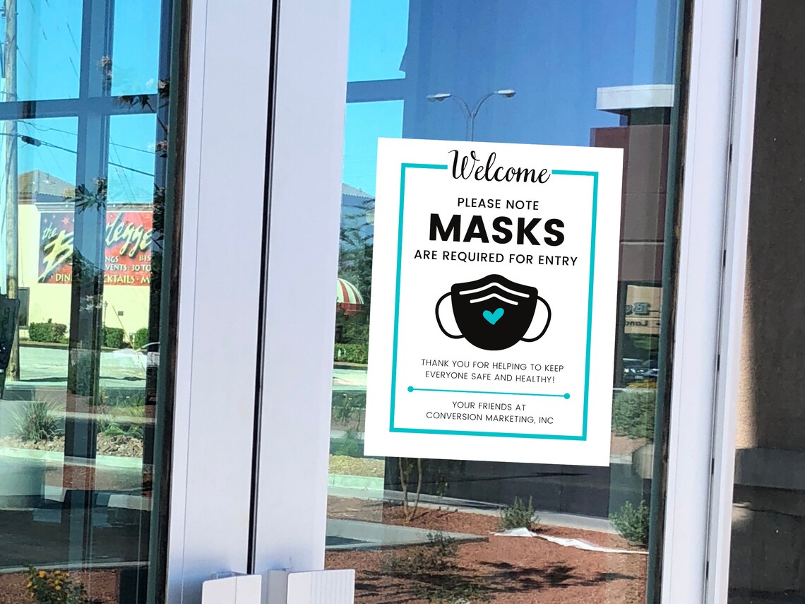 Editable Mask Sign for Business, Business Mask Sign, Printable Mask ...