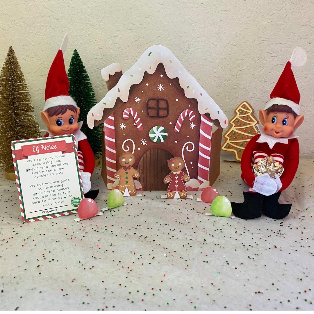 Printable Christmas Elf Gingerbread House Prop and Christmas Activity ...