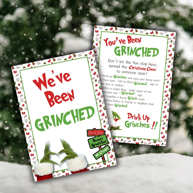Printable You've Been Grinched Holiday Game for Neighbors and Friends ...