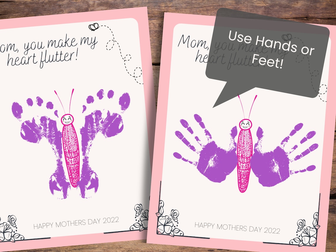 Mother's Day Butterfly Footprint Craft, Mothers Day Gift From Kids ...