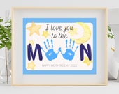 I Love You to the Moon and Back Handprint Craft Mother's - Etsy