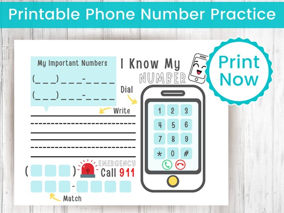 Preschool Activity Phone Number Practice Preschool Worksheet | Etsy