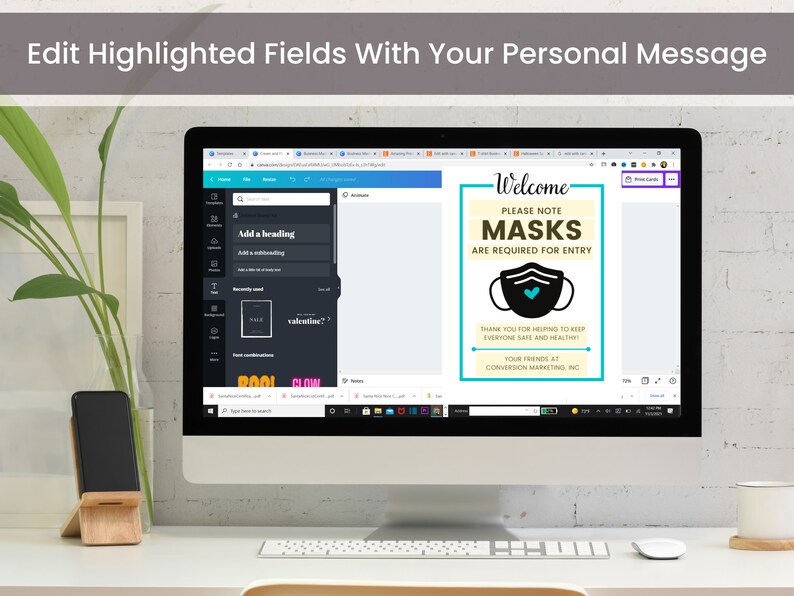 Printable Mask Sign Fully Editable Mask Sign Editable Mask - Etsy