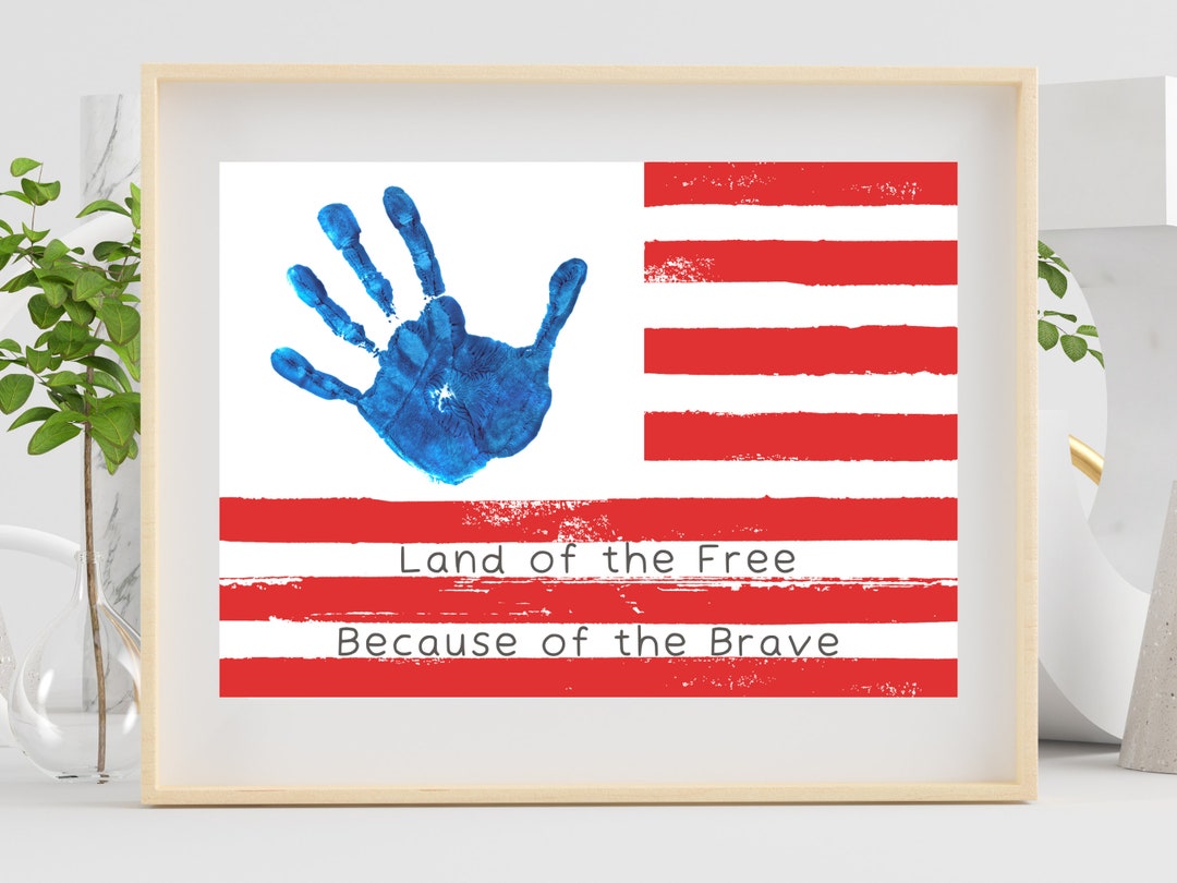 Flag Handprint Art, Fourth of July Handprint Craft for Kids, Printable ...