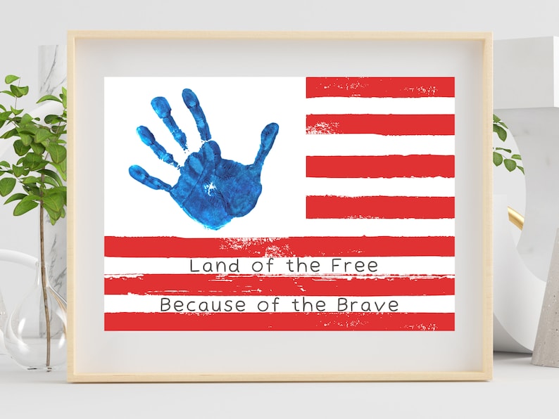 Flag Handprint Art, Fourth of July Handprint Craft for Kids, Printable ...