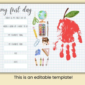 My First Day of School Sign, Kindergarten Pre-k Daycare Pre-school ...