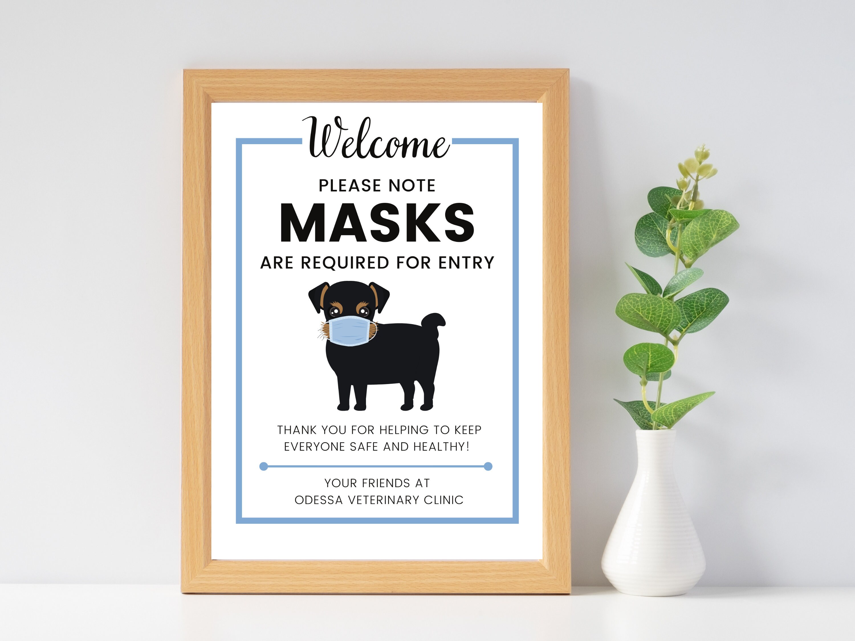 Mask Required Sign, Editable Mask Sign for Veterinary, Printable Mask ...