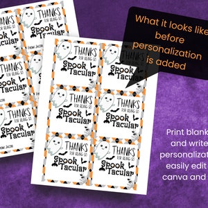 Editable Halloween Gift Tags, Spooktacular Halloween Treat Tag, Spooky ...