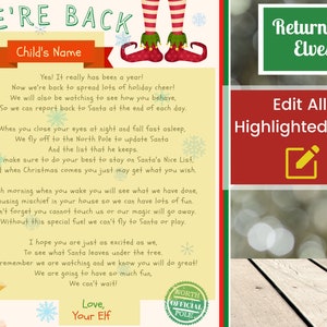 Editable Elf Arrival Letter, Elf Goodbye Letter, Elf Welcome Back ...