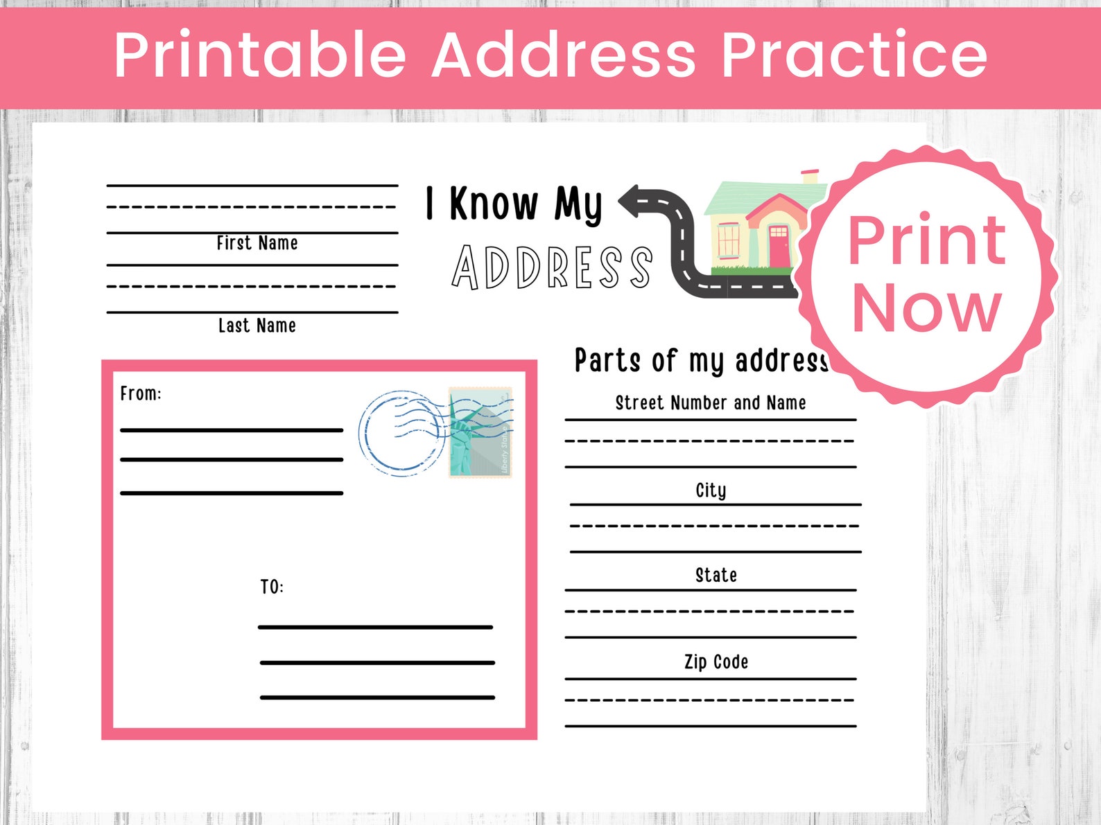 Preschool Activity Address Practice Homeschool Printable | Etsy