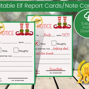 Editable Elf Report Card Naughty and Nice Letter Elf Letter - Etsy