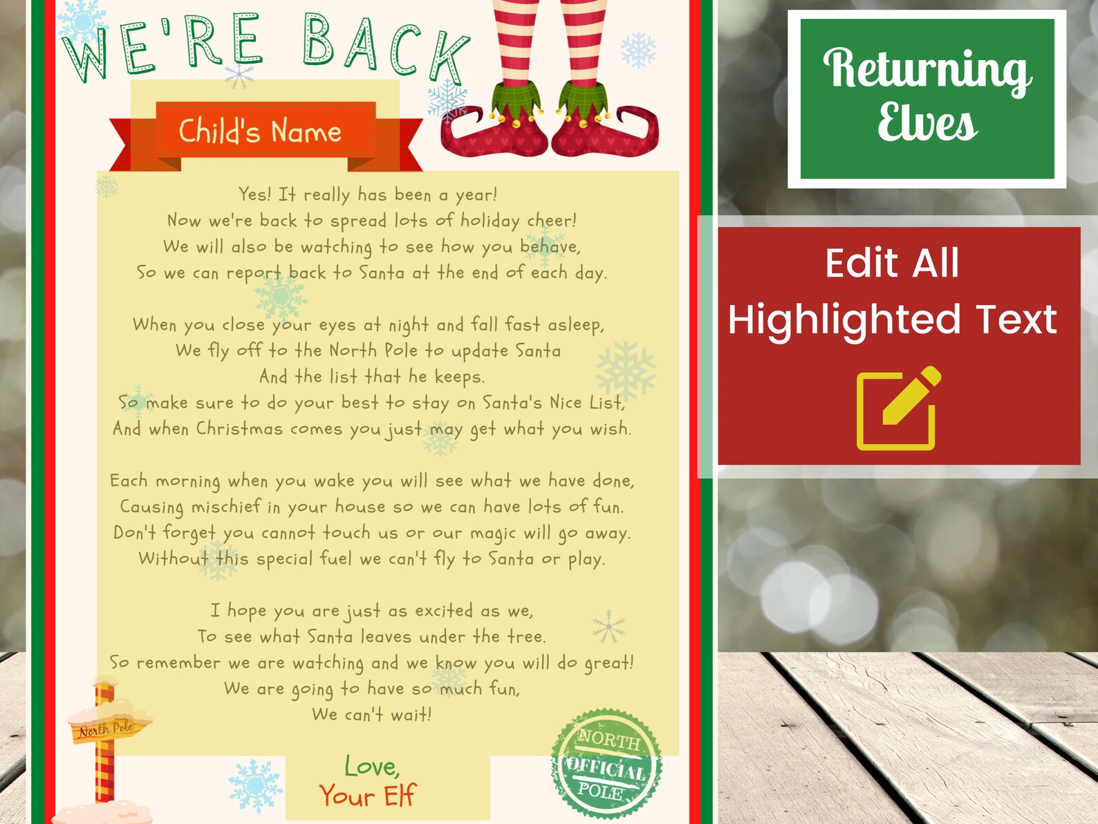Elf Arrival Letter Editable Elf Letter Letter From Elf Elf - Etsy