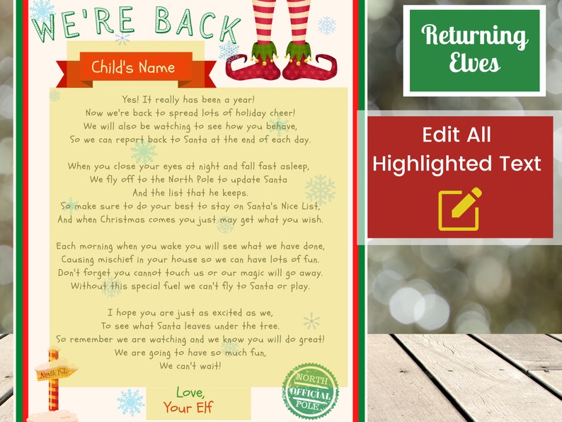 Elf Arrival Letter Editable Elf Letter Letter From Elf Elf - Etsy