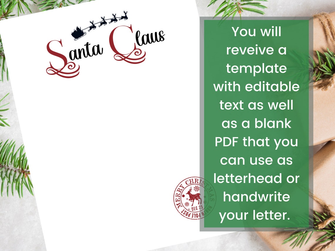 Editable Letter From Santa, Santa Stationary, North Pole Stationary ...