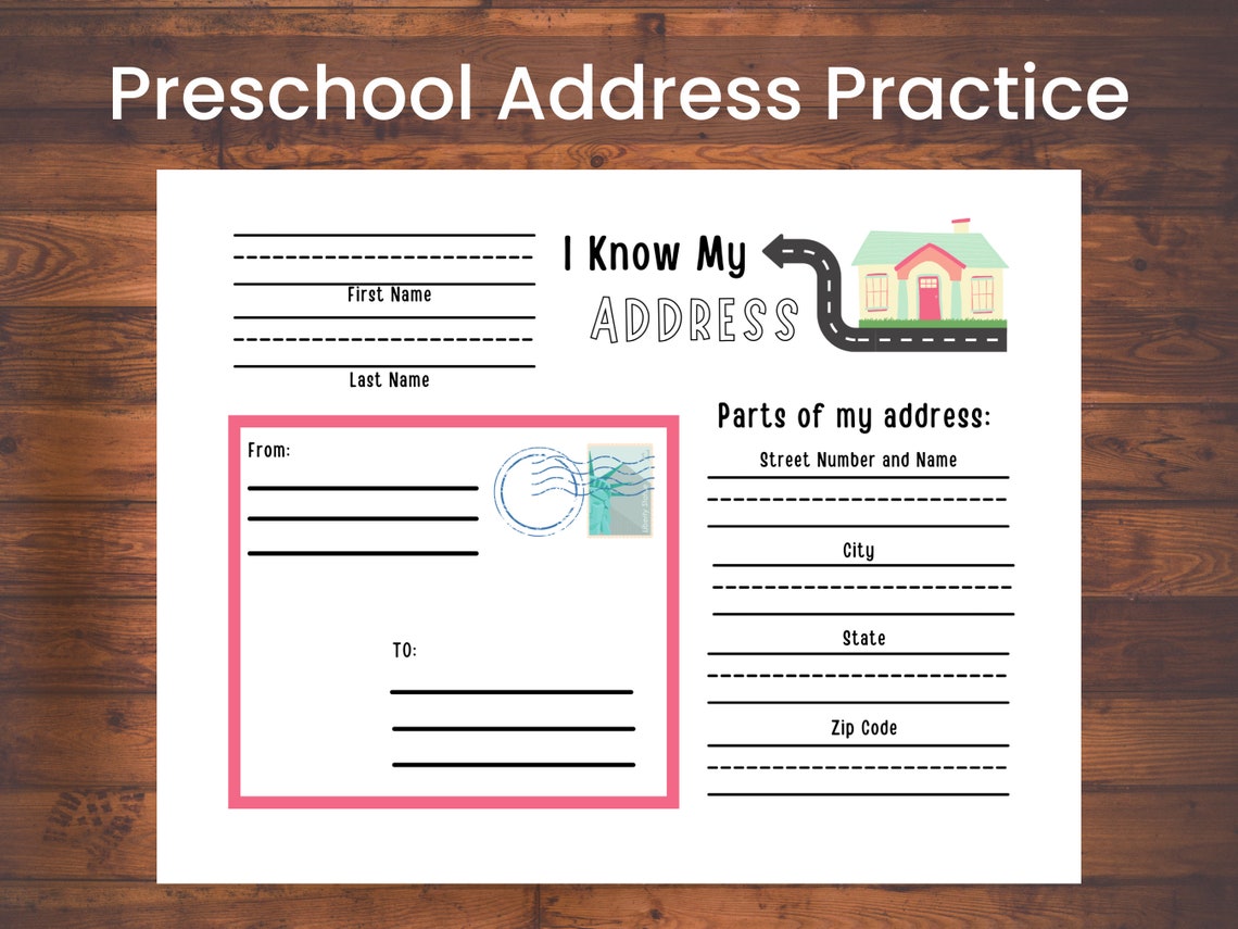 Preschool Activity Address Practice Homeschool Printable - Etsy