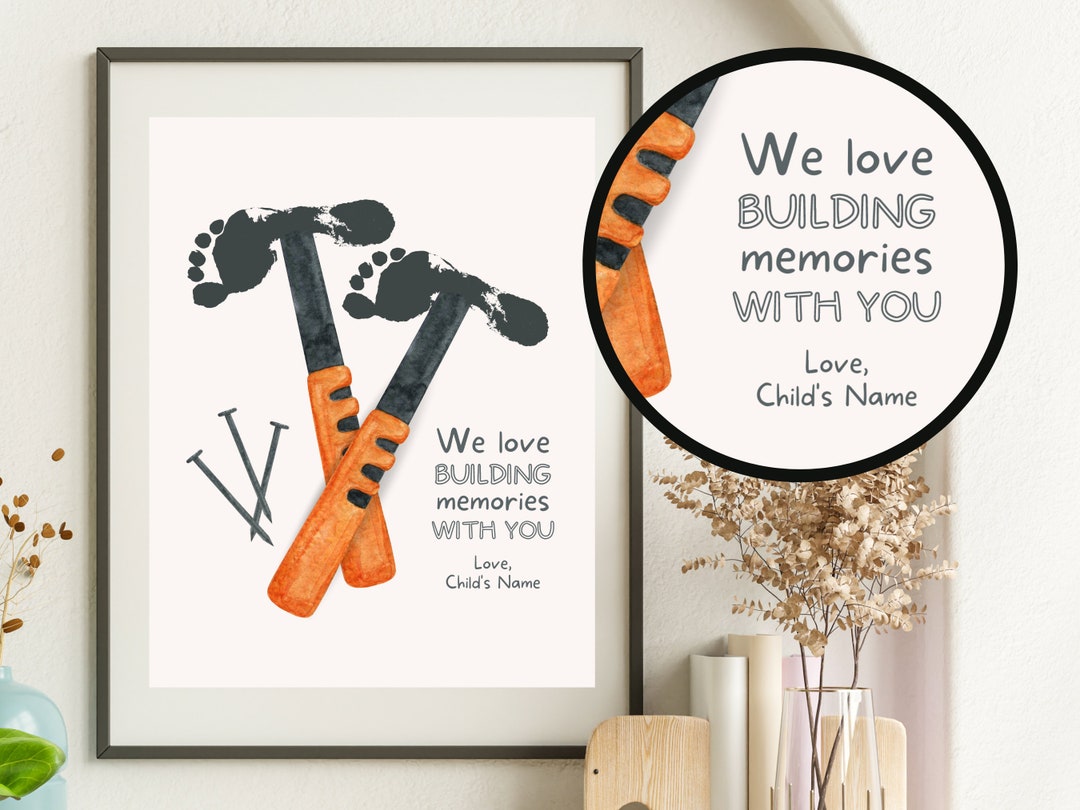 Footprint Art From Kids, Printable Fathers Day Card, Fathers Day ...
