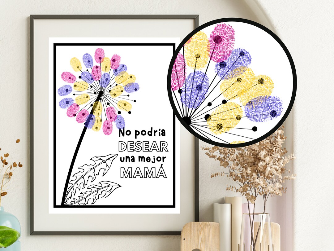 Mothers Day Fingerprint Art, Mothers Day Gift Spanish, Regalo Dia De La ...