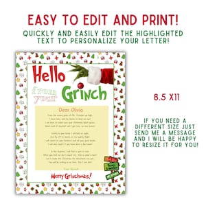 EDITABLE Letter From Grinch, Grinch Arrival Letter, Official Letter ...