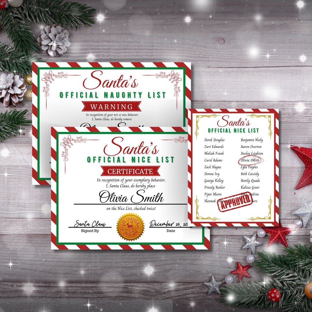 Official Letter From Santa Claus, Editable Santa Nice List Bundle, Nice ...