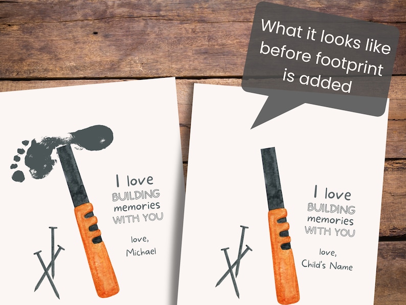 Footprint Handprint Art Fathers Day Card Father's Day - Etsy