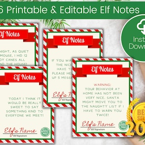 Editable Elf Note Cards Elf Activity Cards Printable - Etsy