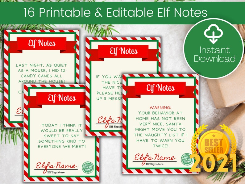 Editable Elf Note Cards Elf Activity Cards Printable - Etsy