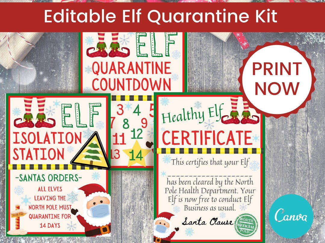 Elf Quarantine Kit Printable, Elf Quarantine Letter, Printable Elf ...