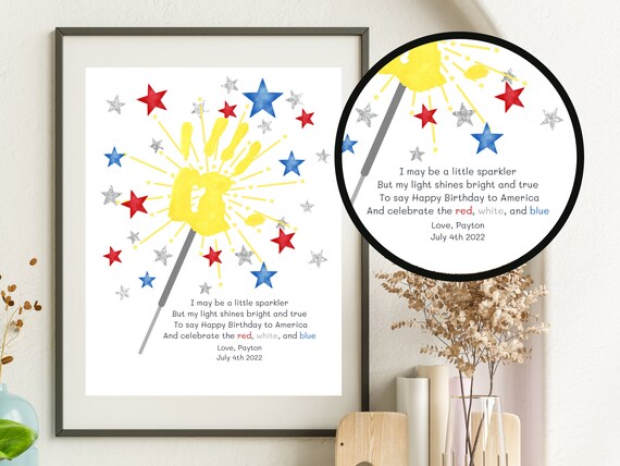 Sparkler Handprint Art 4th July Craft American Independence - Etsy