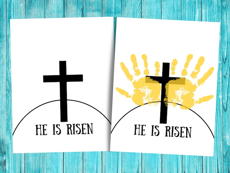 Easter Hand Print Kids Craft, He is Risen, Footprint Craft, Preschool ...