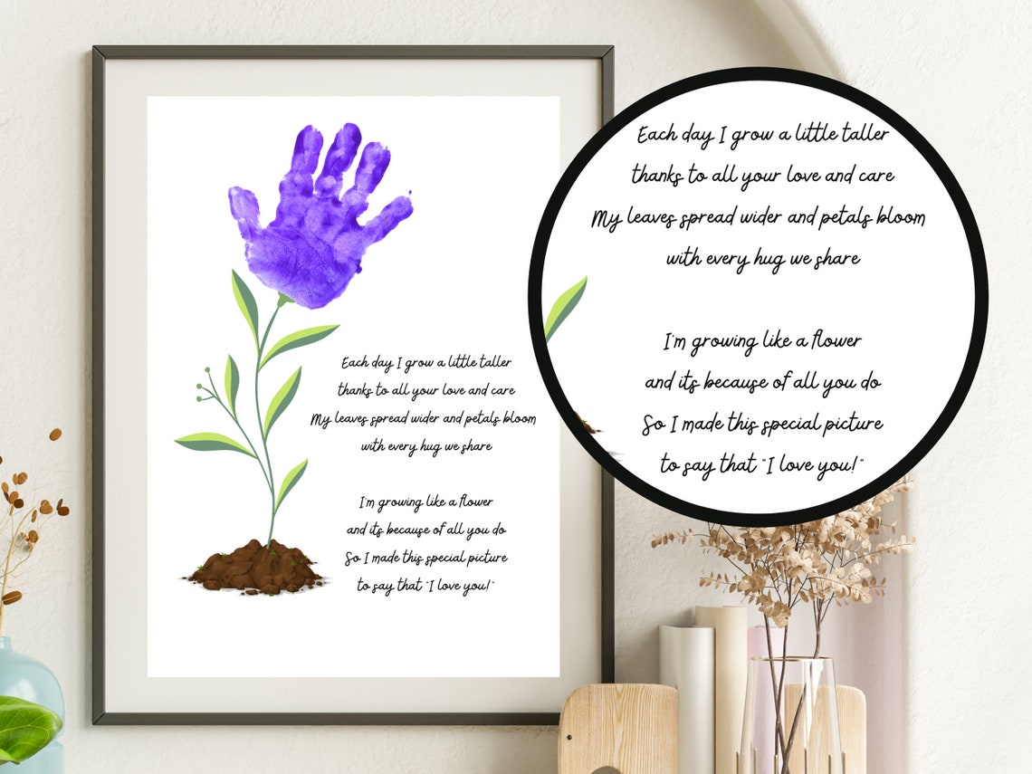 Handprint Flower Art, Mother's Day Keepsake Craft, Mother's Day Gift ...