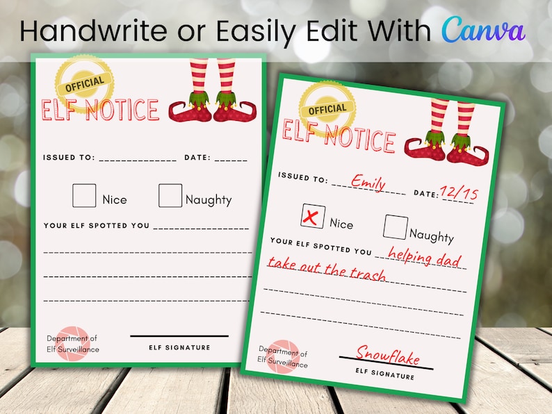Editable Elf Report Card Naughty and Nice Letter Elf Letter - Etsy