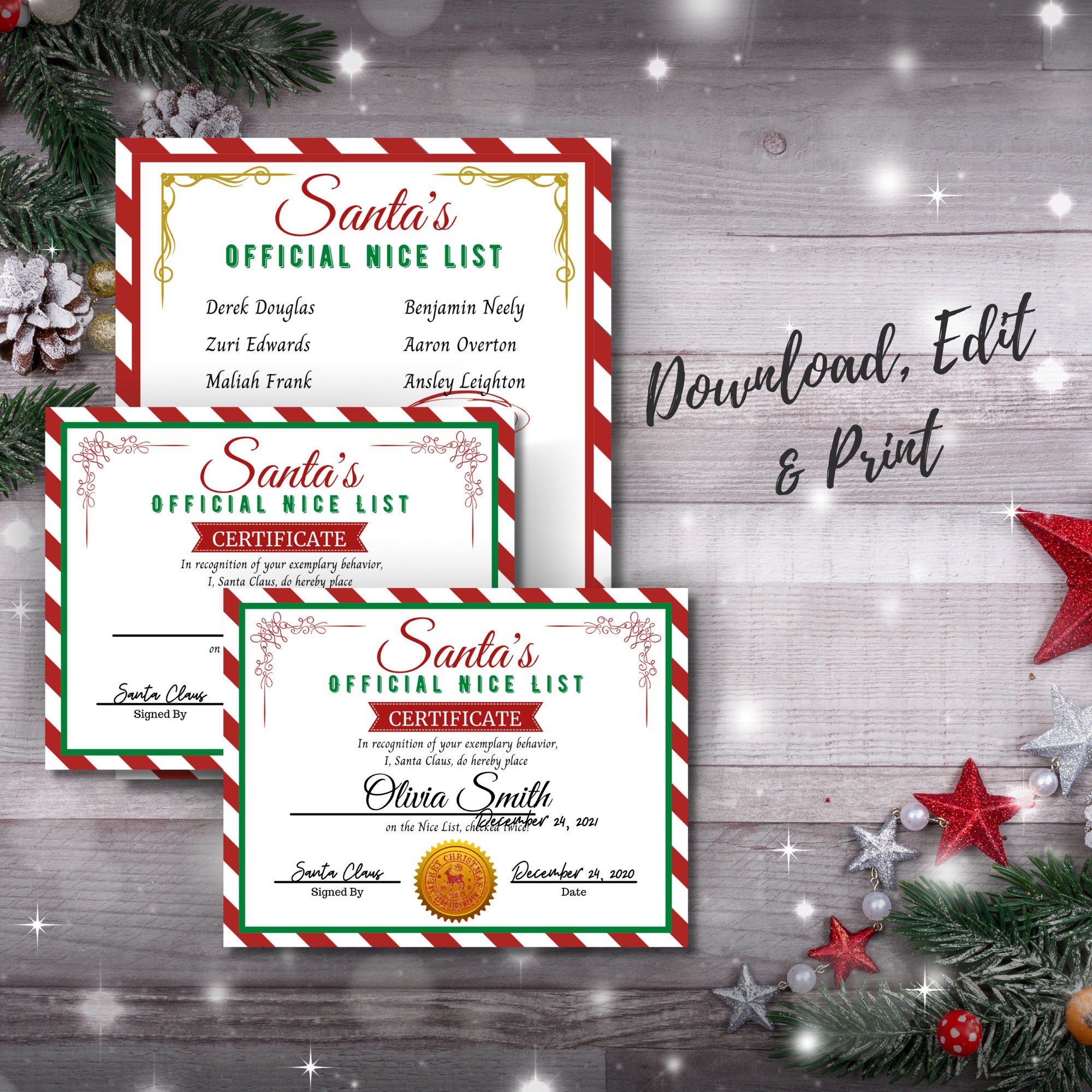 Official Letter From Santa Claus, Editable Santa Nice List Bundle, Nice ...
