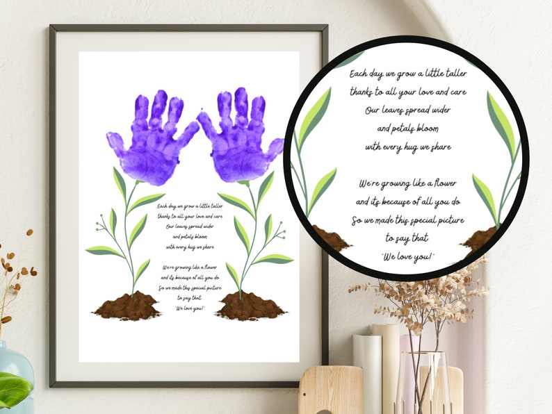 Mother's Day Handprint Flower Art Mothers Day Gift From | Etsy