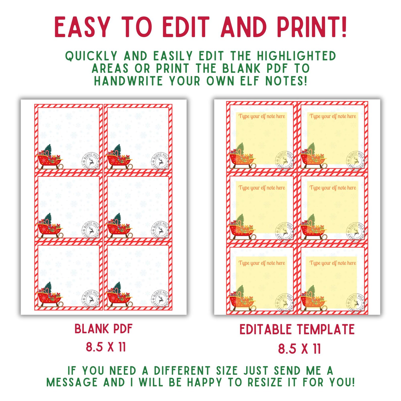 Editable Elf Note Cards Template, Elf Props, Christmas Elf Ideas, Elf ...