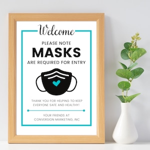 Printable Mask Sign, Fully Editable Mask Sign, Editable Mask Sign for ...