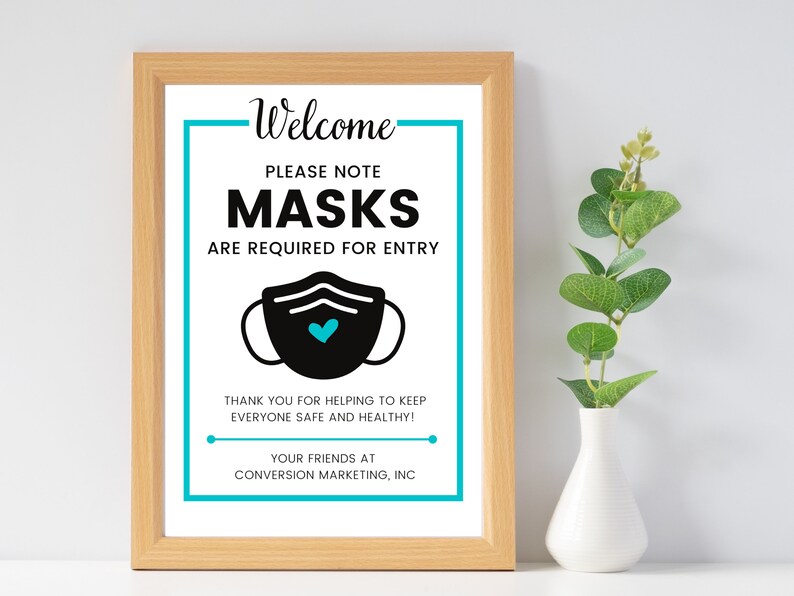 Printable Mask Sign, Fully Editable Mask Sign, Editable Mask Sign for ...