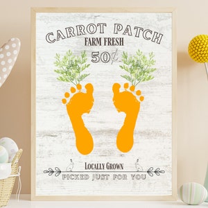 Farm Sign Carrot Patch Easter, Footprint Feet Art Craft, Kids Baby ...