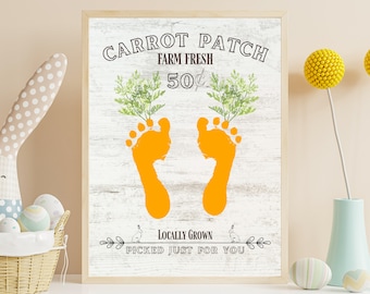 Farm Sign Carrot Patch Easter, Footprint Feet Art Craft, Kids Baby ...