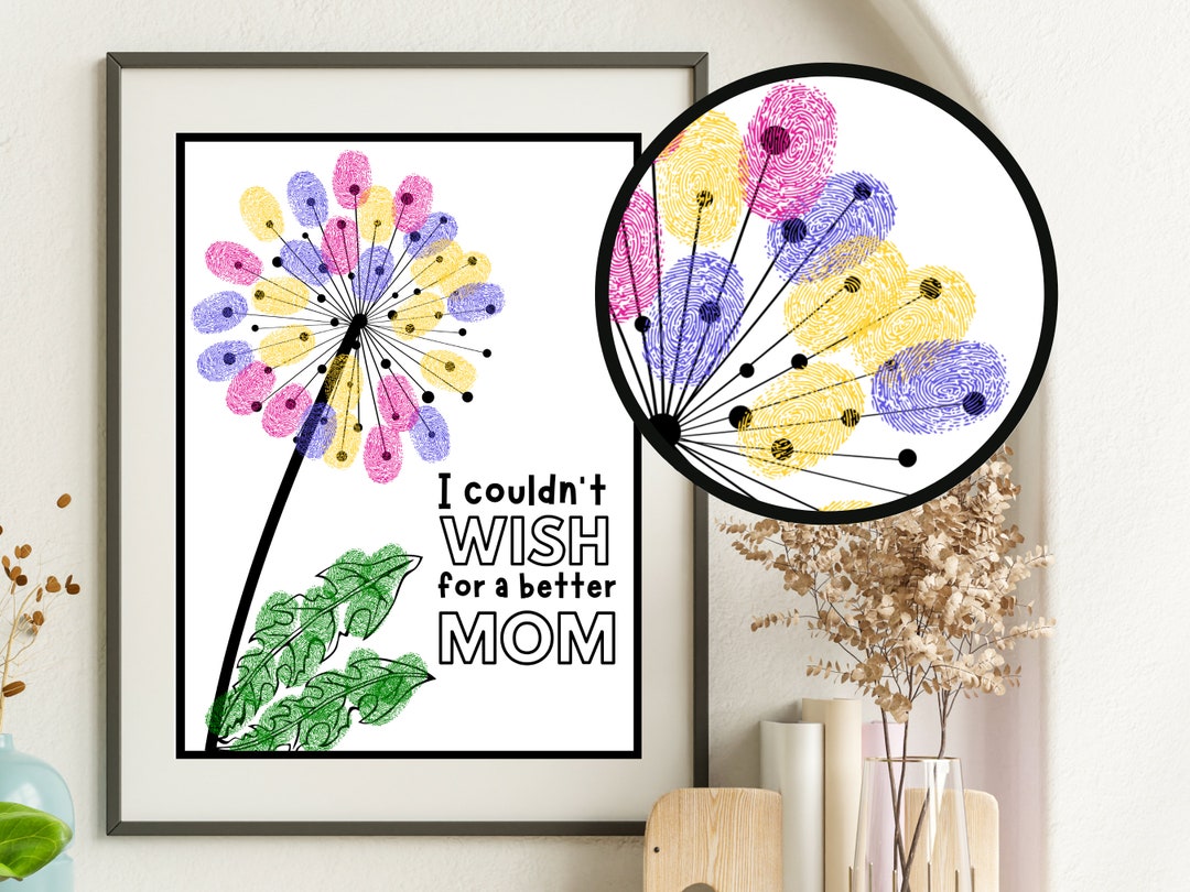 Mothers Day Fingerprint Art, Mothers Day Craft, Printable Handprint ...