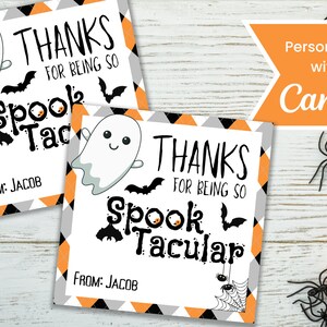 Editable Halloween Gift Tags, Spooktacular Halloween Treat Tag, Spooky ...