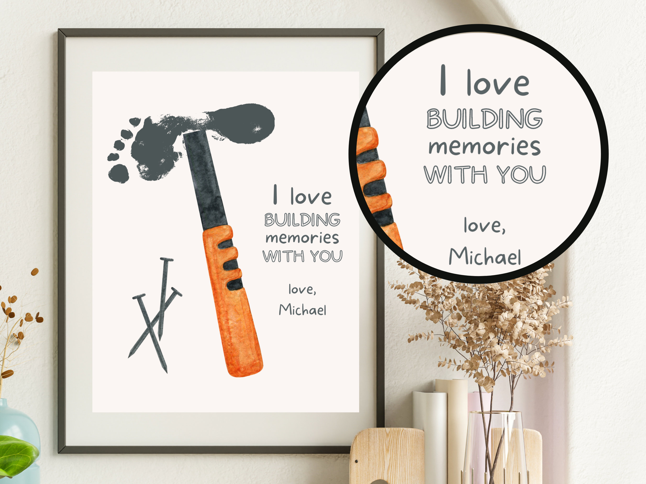 Footprint Handprint Art Fathers Day Card Father's Day - Etsy UK