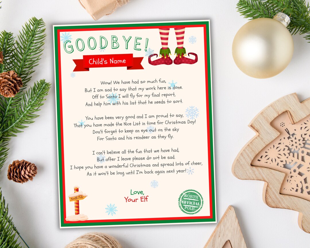 Editable Elf Goodbye Letter From Your Elves, Christmas Eve Activity ...