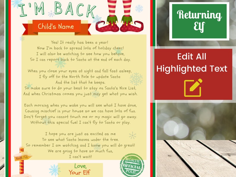 Editable Elf Arrival Letter Elf Goodbye Letter Elf Welcome - Etsy