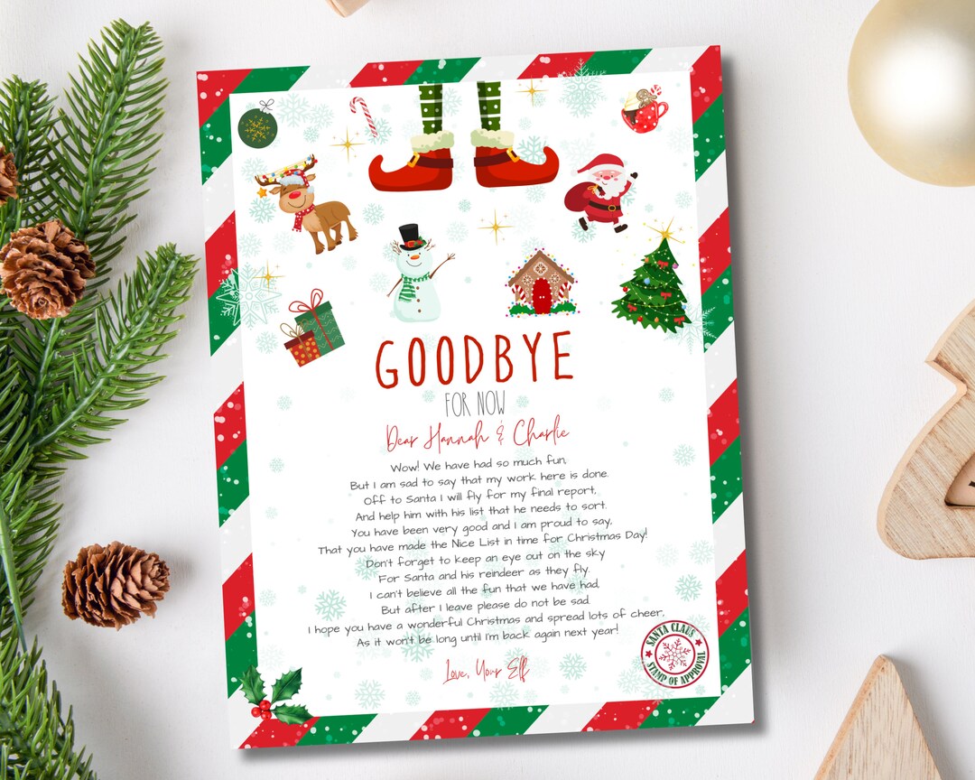 Editable Elf Goodbye Letter Elf Departure Letter Elf Farewell Letter ...