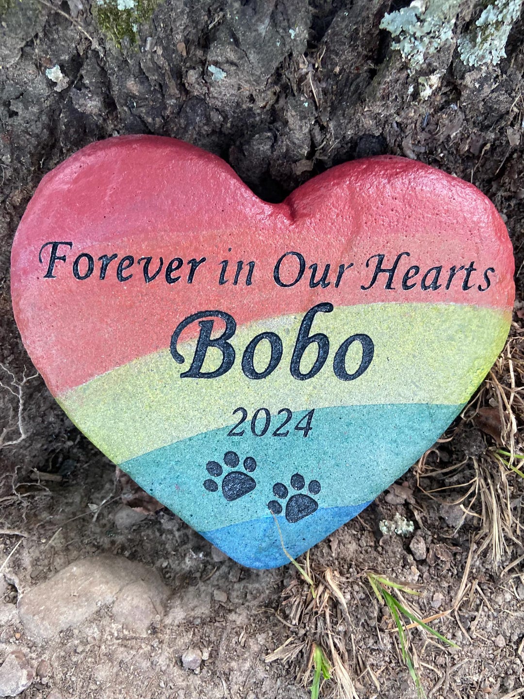 Rainbow Bridge Heart Rock Memorial Pet Loss Gift - Etsy