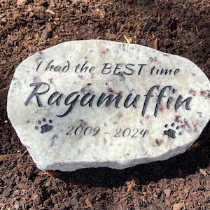 Custom Engraved Granite Pet Memorial Stone - Paw Print Dog or Cat ...
