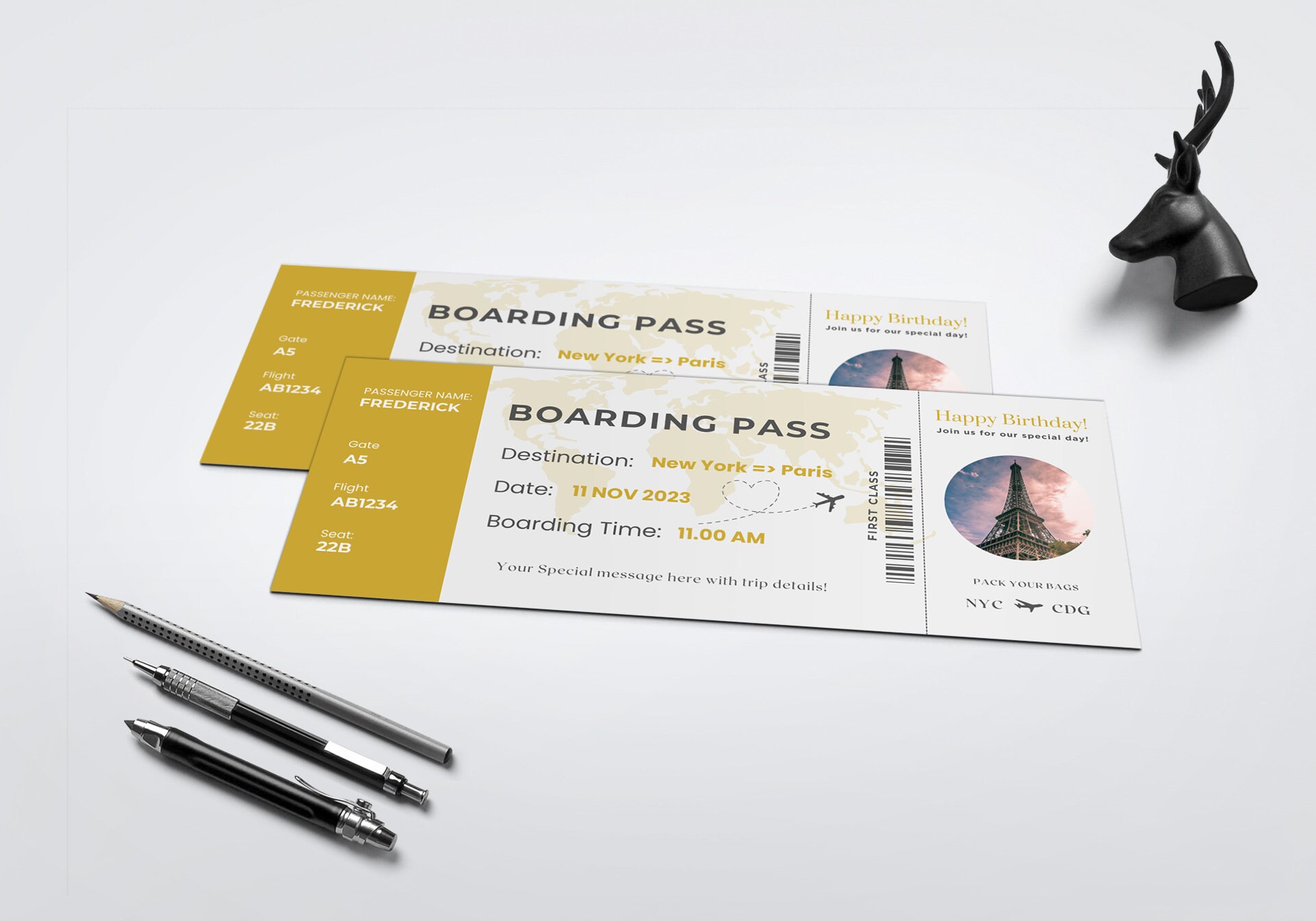 Boarding Pass Invitation Digital Download, Editable Canva Template ...